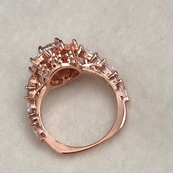 Jewelry | Rose Gold Over Sterling Silver Diamond Flower Ring | Poshmark